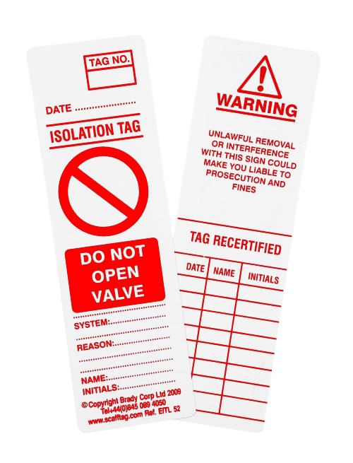 10 X Valve Tag Inspection Insert Kit £7.70 EITL 52 PK-10